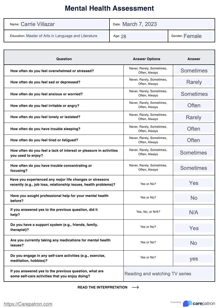 Emotional Health Examples